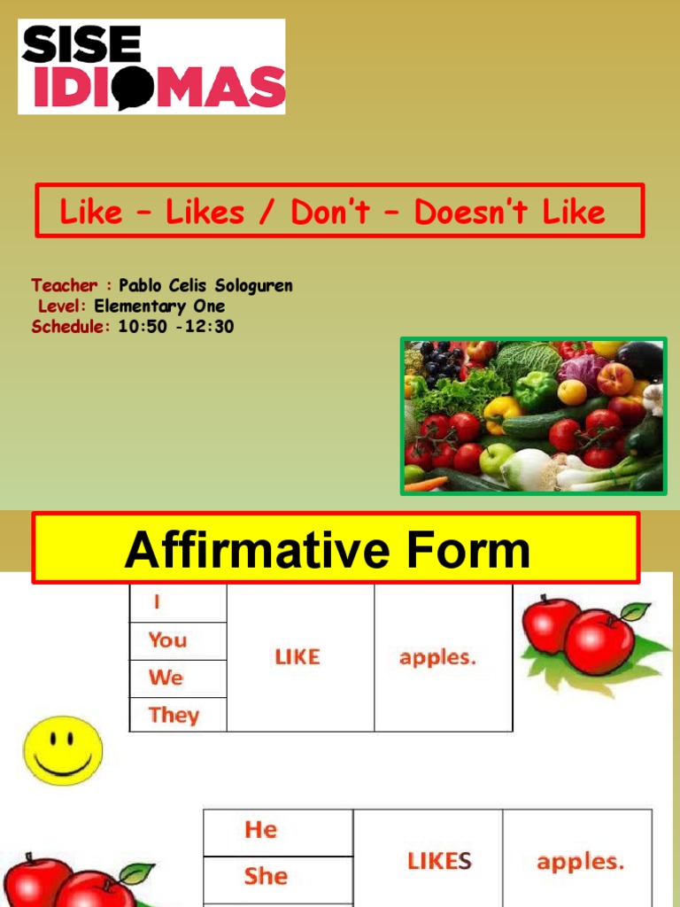 Like - Likes - Dont - Doesnt Like | PDF