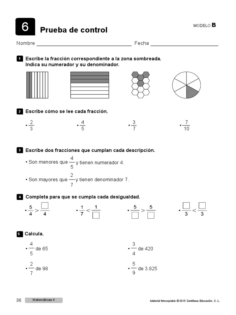 Examen Tema 6. MAtematicas 4 Primaria | PDF