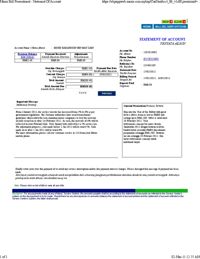 Maxis Bill Presentment - St... | PDF | Public Finance | Taxation