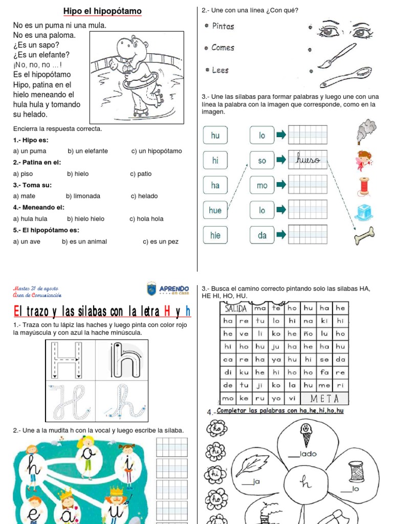Actividades con la letra H para niños | PDF