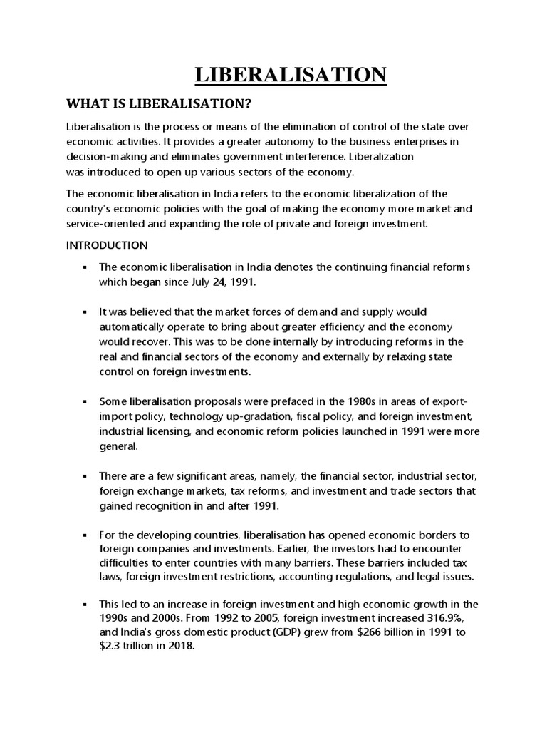 Liberalisation | PDF | Foreign Direct Investment | Stocks