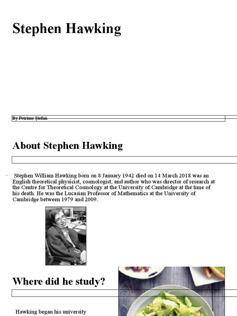 Stephen Hawking: by Petrisor Ștefan | PDF | Stephen Hawking ...