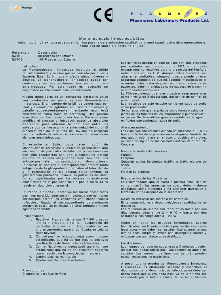 Prueba Látex para Mononucleosis | PDF | Diagnostico medico | Anticuerpo