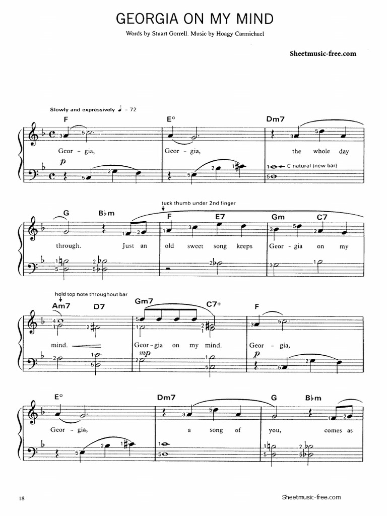 Georgia On My Mind Sheet Music (Sheetmusic Free - Com) | PDF