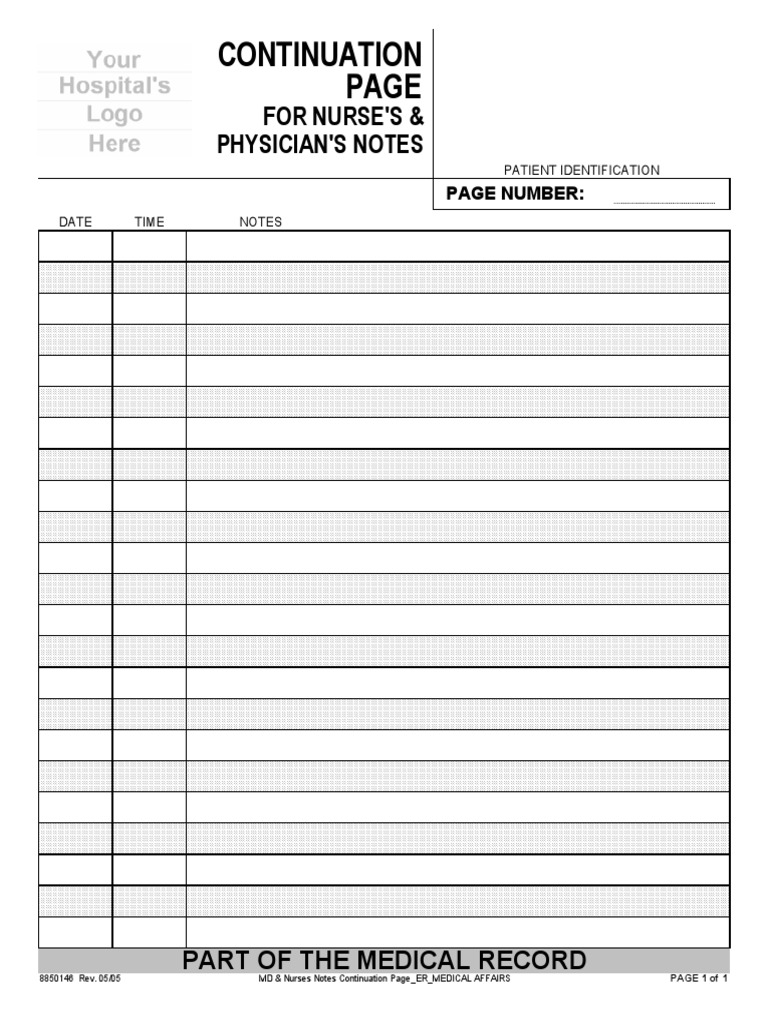 Continuation: For Nurse'S & Physician'S Notes | PDF
