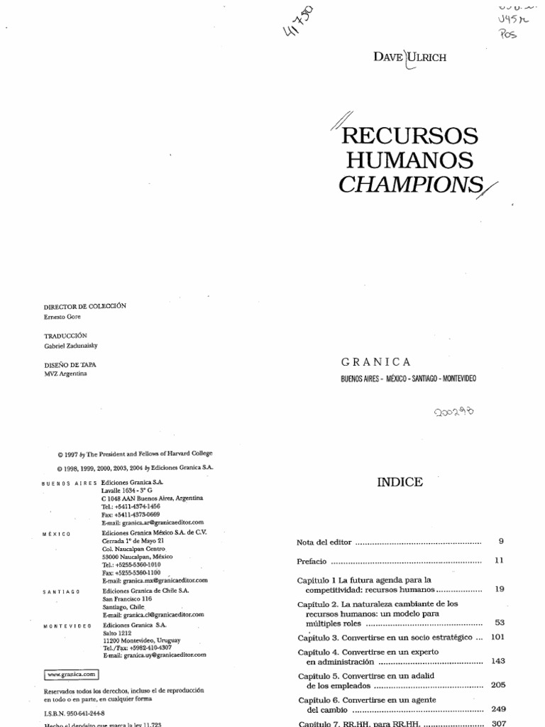 Recursos Humanos Champions Dave Ulrich | PDF