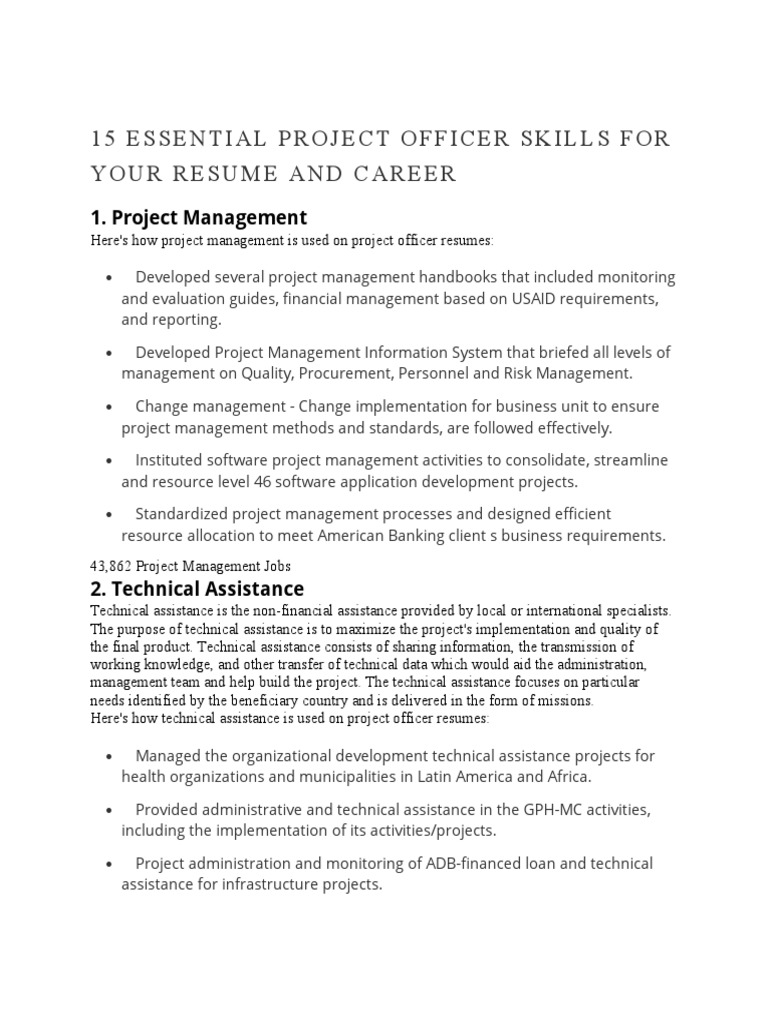 Essential Skills for Project Officers | PDF | Risk Management | Project ...
