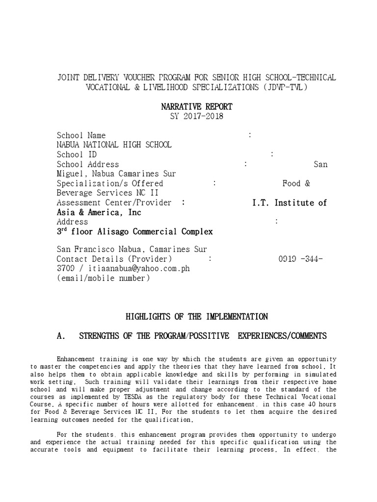 Annex 7 Narrative Report | PDF | Educational Assessment | Learning