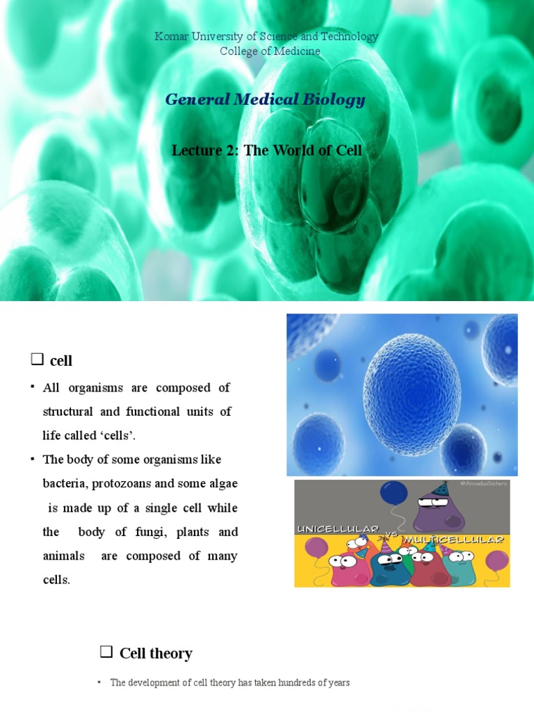 General Medical Biology: Lecture 2: The World of Cell | PDF | Cell ...