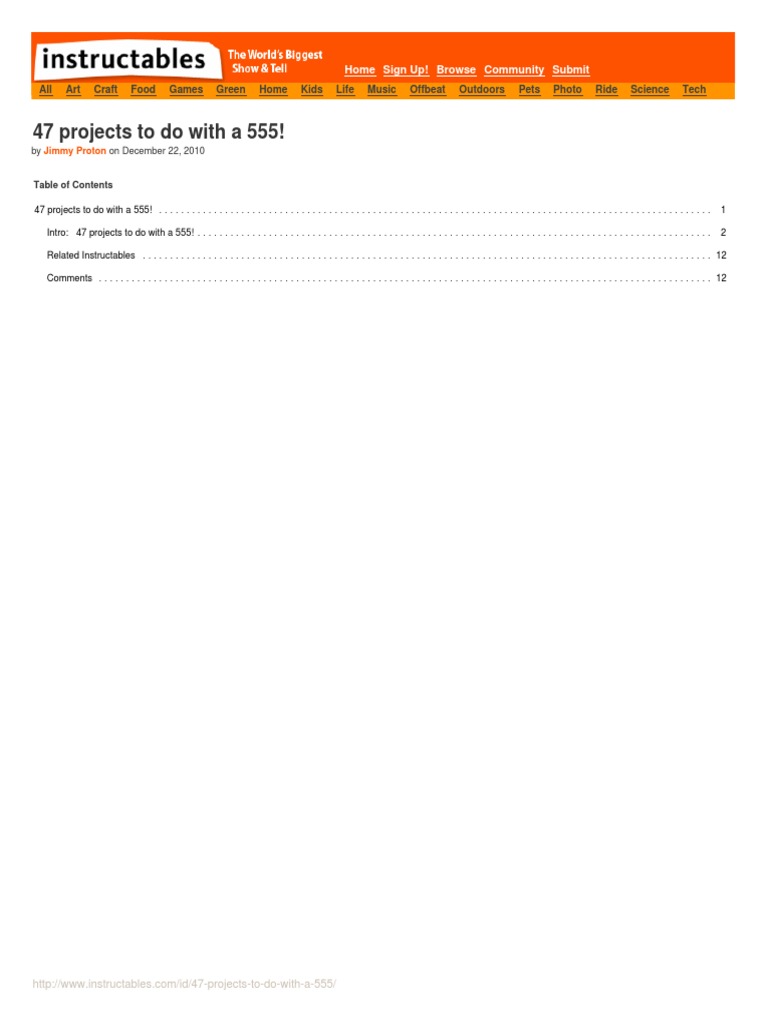 47 Projects Using 555 Timer IC | PDF | Electronic Circuits | Integrated ...