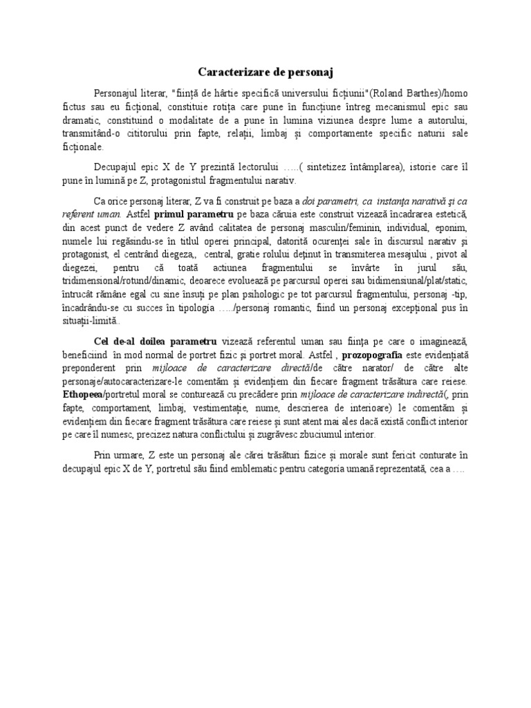 Caracterizare de Personaj | PDF