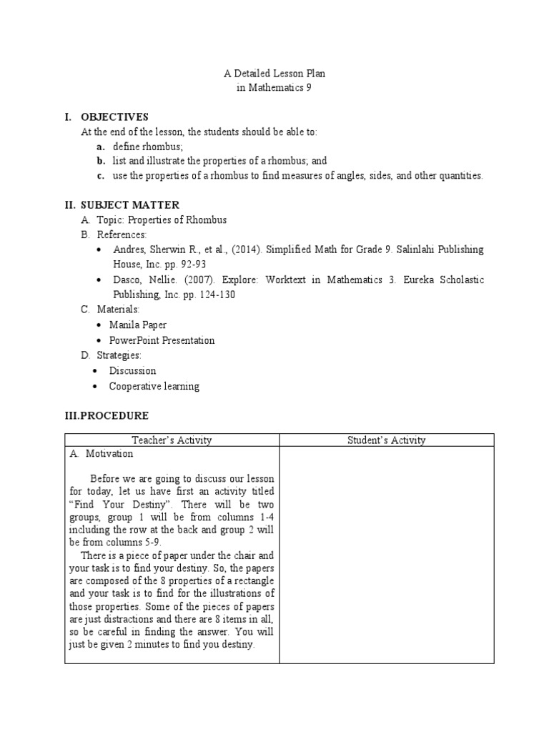 Properties of a Rhombus in Geometry | PDF | Elementary Geometry ...