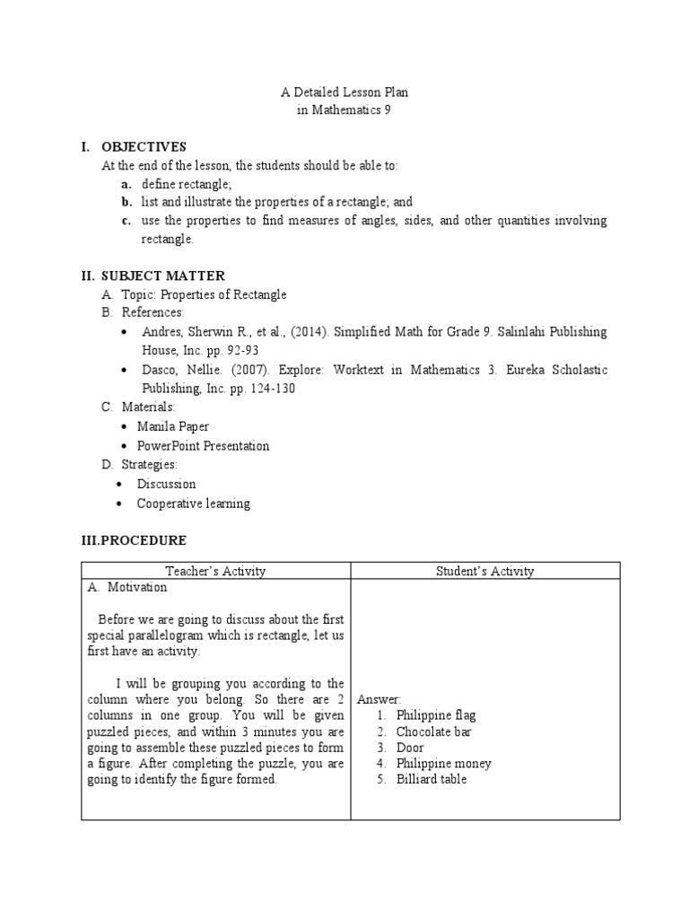 Properties of Rectangle | PDF | Rectangle | Geometry