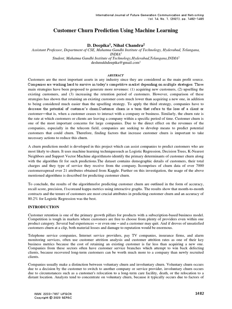 Customer Churn | PDF | Regression Analysis | Statistical Classification