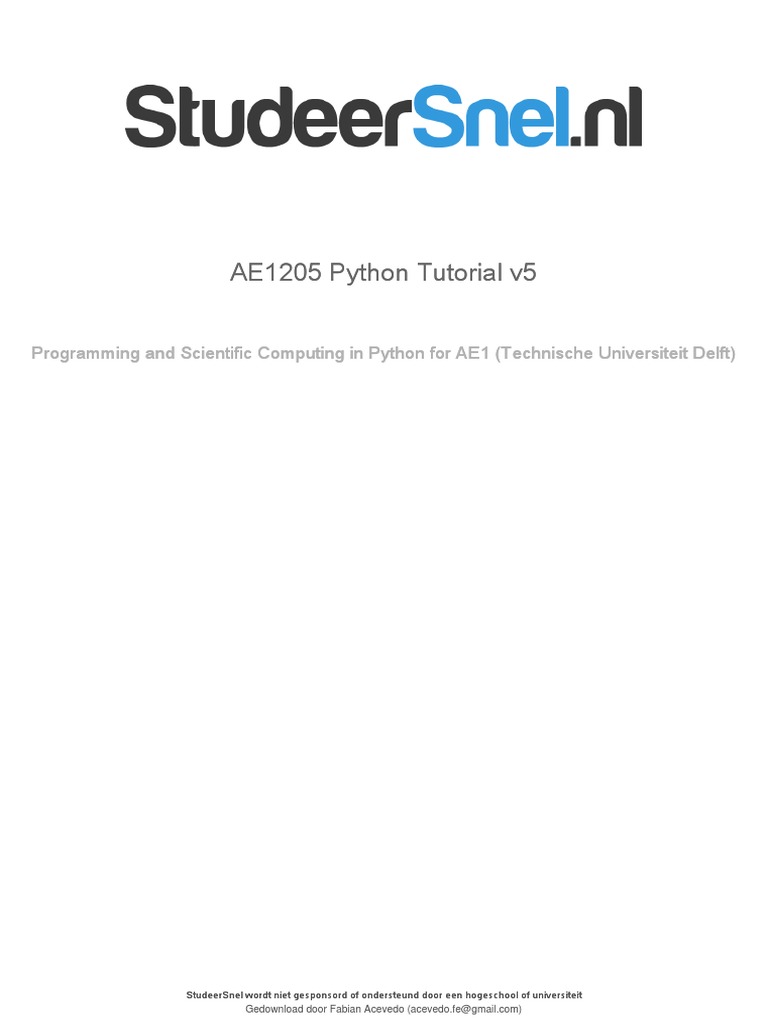Ae1205 Python Tutorial v5 | PDF | Python (Programming Language) | Installation (Computer Programs)