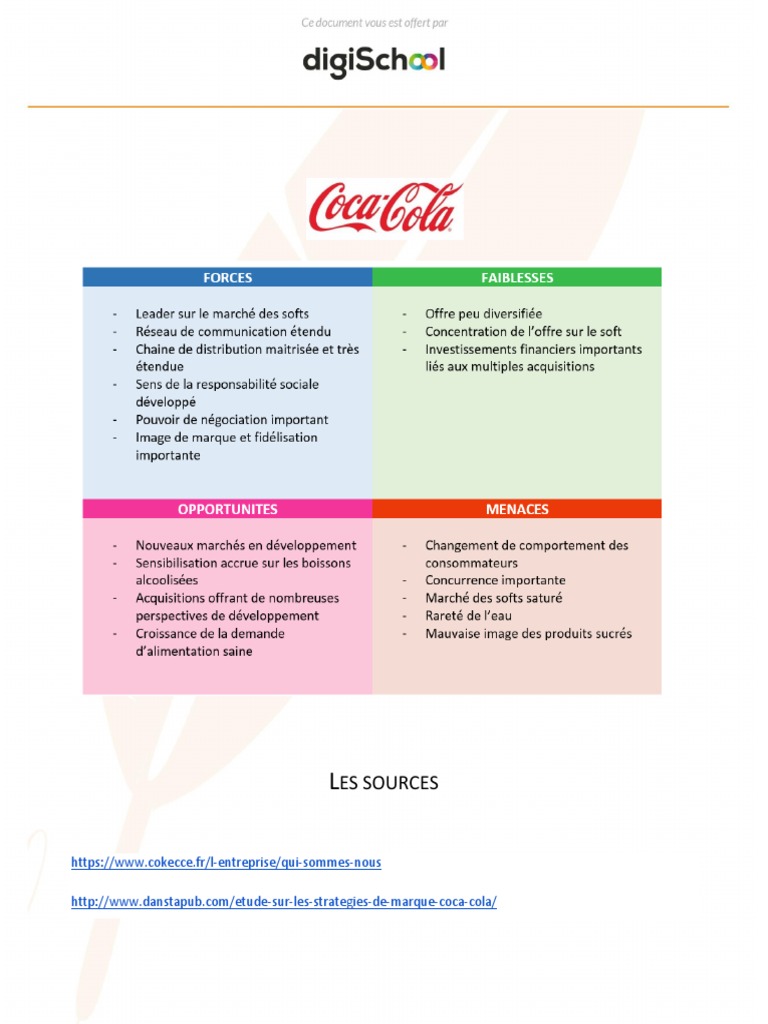 Analyse SWOT de Coca-Cola | PDF | Affaires