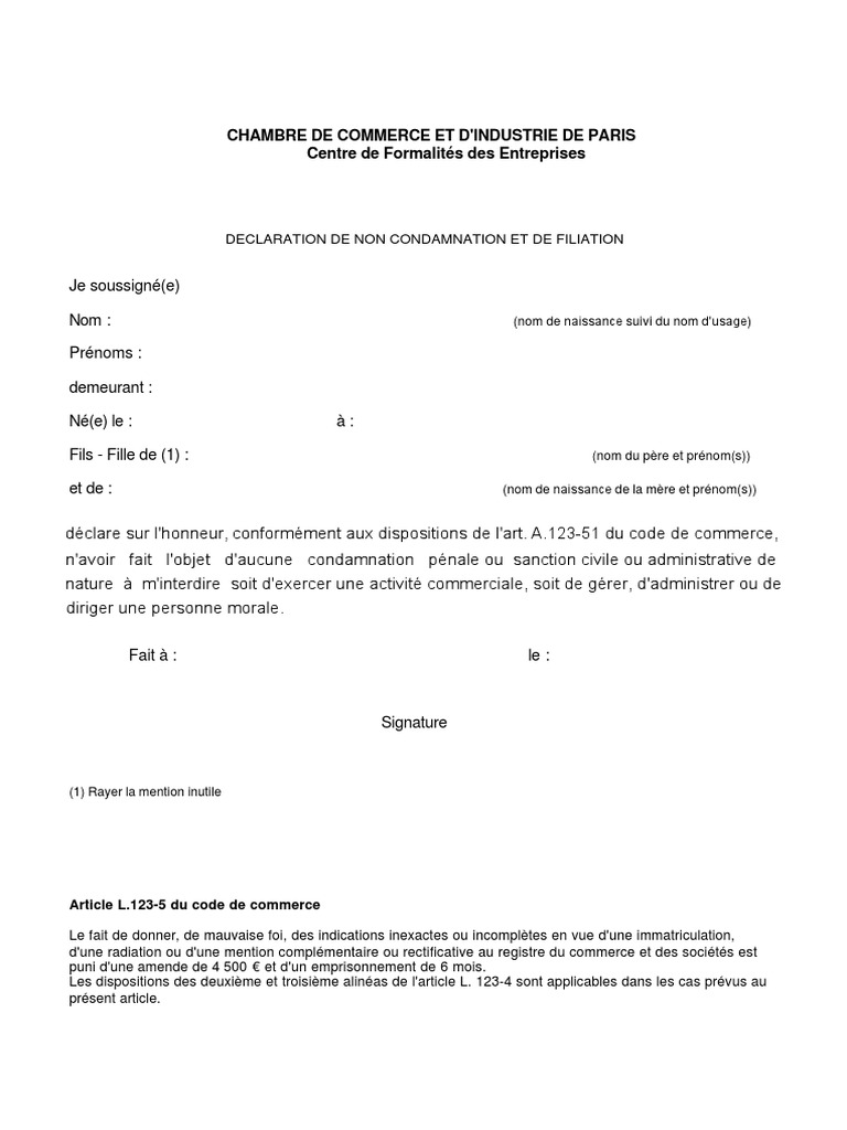 Déclaration de Non-Condamnation | PDF | Gouvernement | Justice