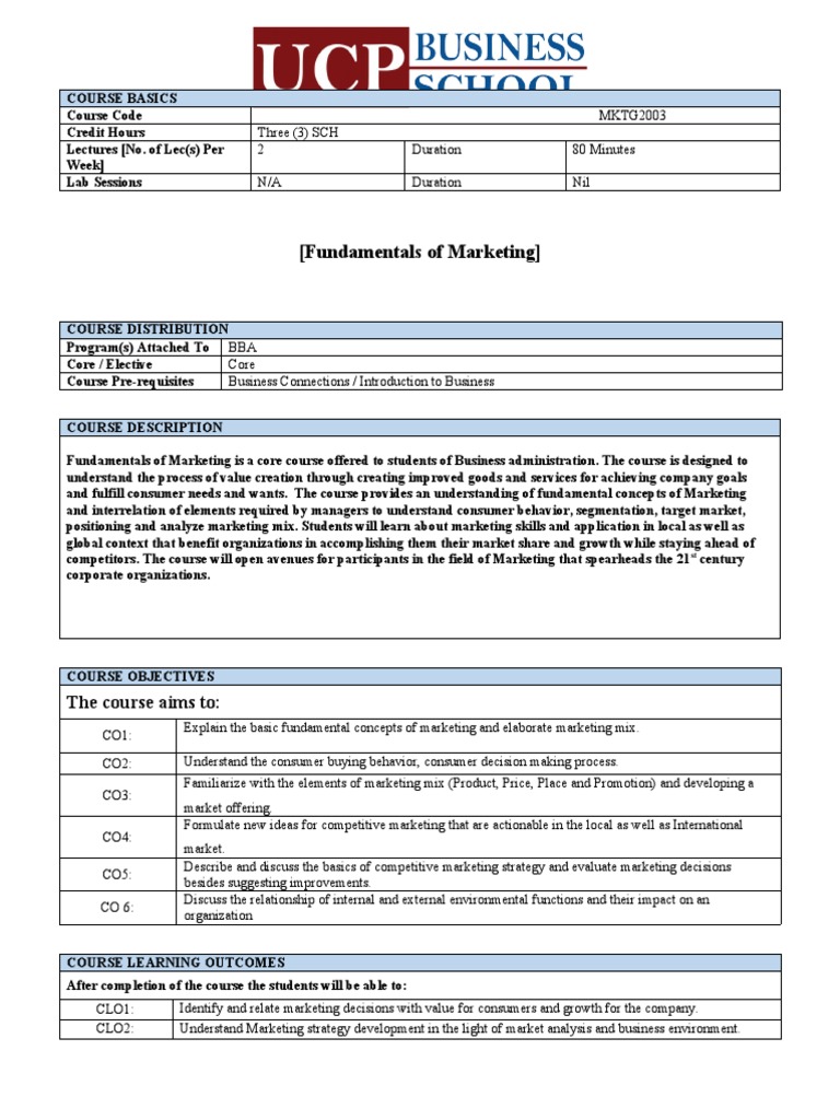 Fundamentals of Marketing | PDF | Marketing | Entrepreneurship