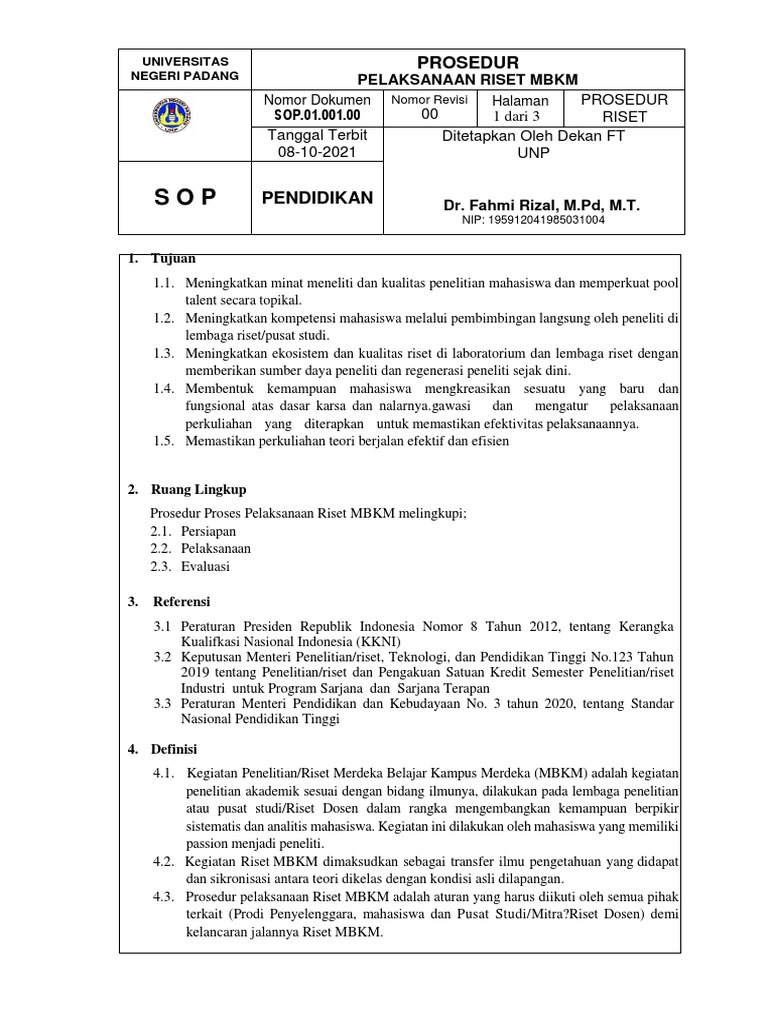Sop Riset MBKM | PDF