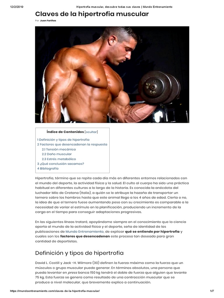 Claves de la hipertrofia muscular | PDF | Hipertrofia muscular ...
