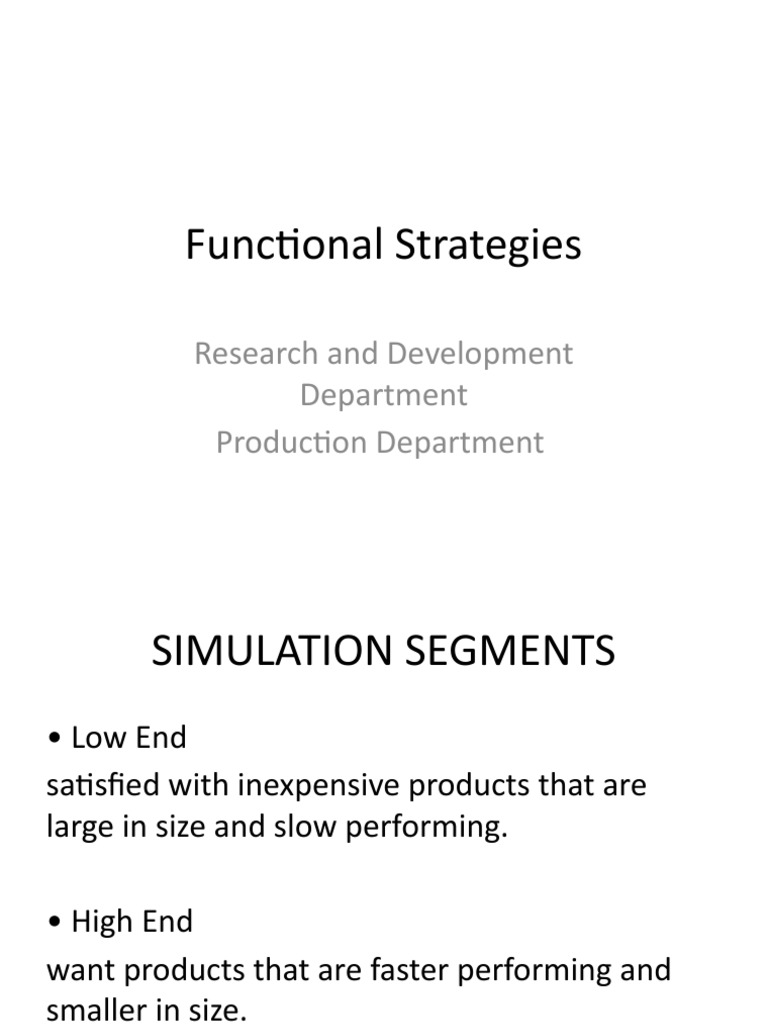 Functional Strategies: Research and Development Department Production ...