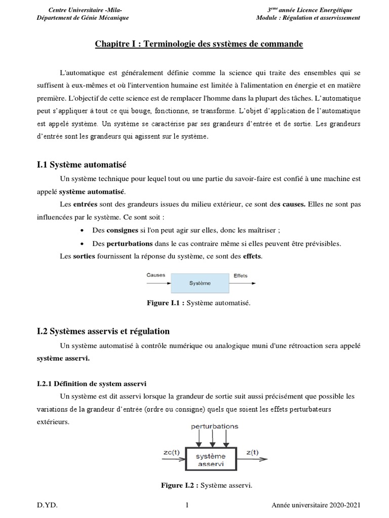 Régulation et Asservissement en Automatique | PDF | Automatisation ...