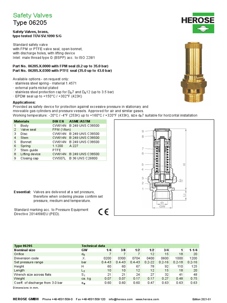 Type 06205: Safety Valves | PDF | Valve | Equipment