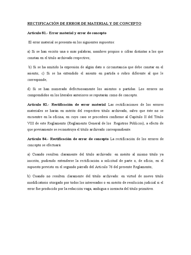 Rectificación de Error Material y Error de Concepto | PDF | Internet
