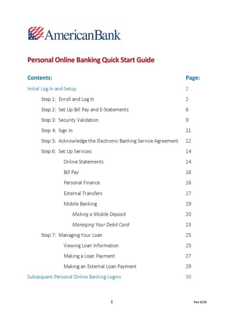 Personal Online Banking Quick Start Guide | PDF | Banks & Banking ...