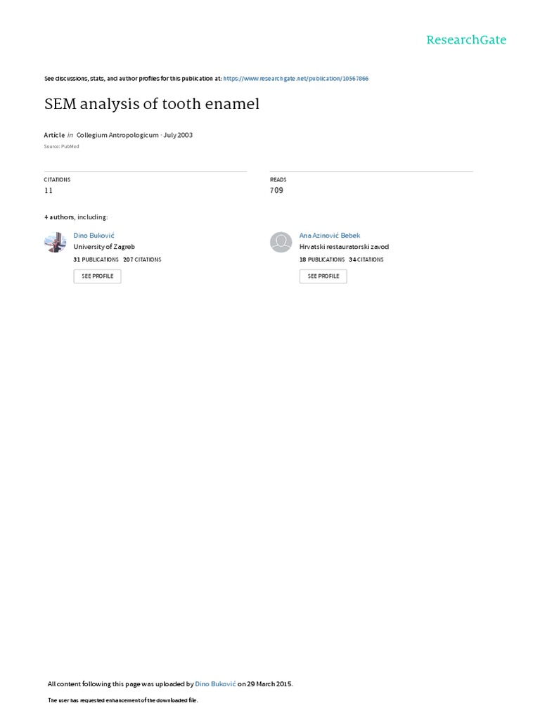 SEM Analysis of Tooth Enamel | Download Free PDF | Tooth Enamel | Tooth