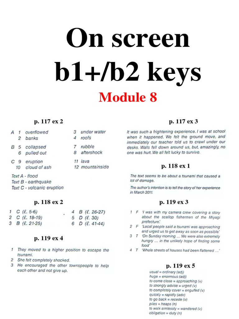 On Screen b1 b2 Keys Module 8 | PDF
