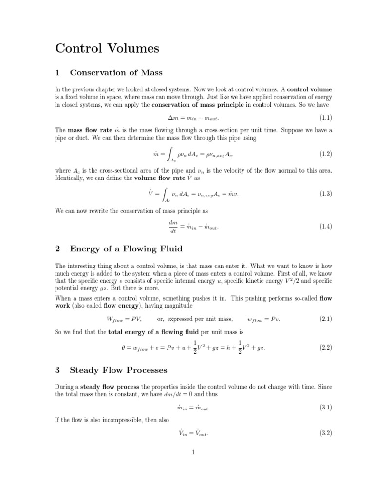 Control Volumes | PDF | Fluid Dynamics | Mass