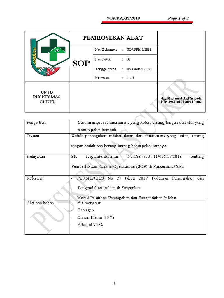 Sop-Ppi-13 Sop Pemrosesan Alat | PDF