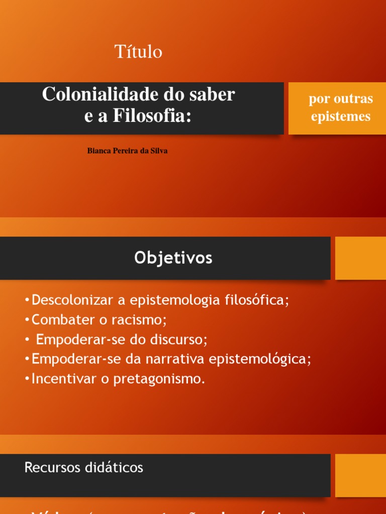 Colonialidade Do Saber e A Filosofia | PDF | Conhecimento | Epistemologia