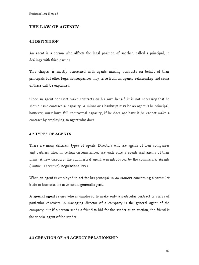 Business Law Notes 5 | Download Free PDF | Law Of Agency | Legal Liability