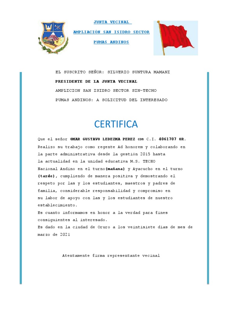 Carta Junta Vecinal | PDF