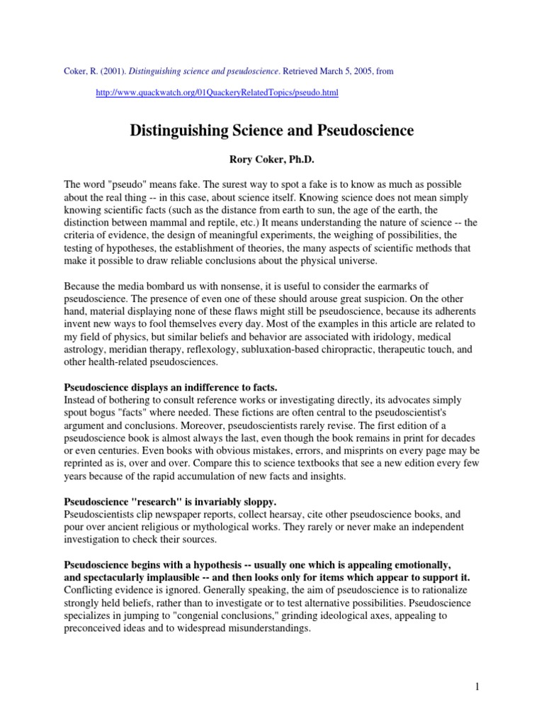 Distinguishing Science and Pseudoscience | PDF | Pseudoscience | Science