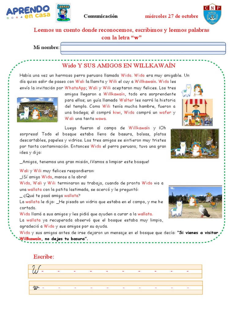 Cuento de Wido y Amigos en Willkawaín | PDF