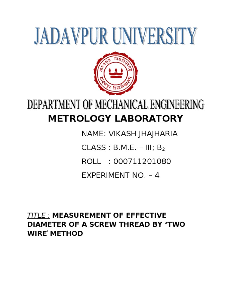 Effective Diameter Measurement by Two Wire | PDF | Wire | Screw