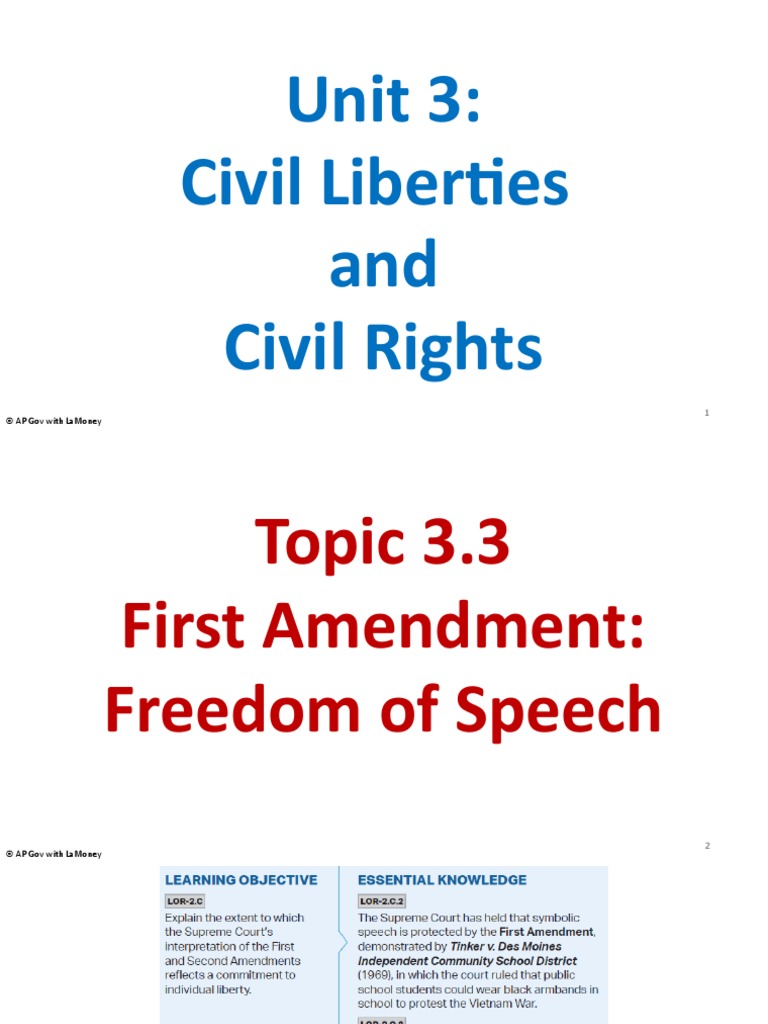 Unit 3: Civil Liberties and Civil Rights: © Ap Gov With Lamoney | PDF ...