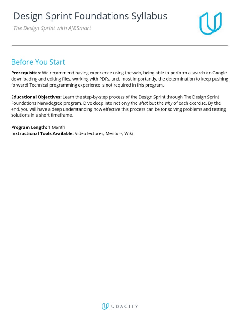 Design Sprint Foundations Syllabus: Before You Start | PDF | Software ...