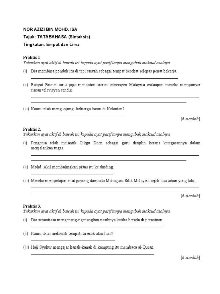 Latihan Sintaksis SPM 3b (p1-p3) | PDF