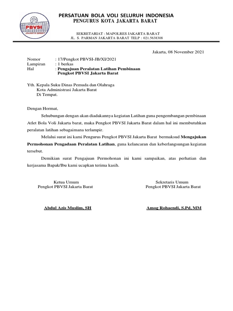 Surat Pengajuan Peralatan | PDF