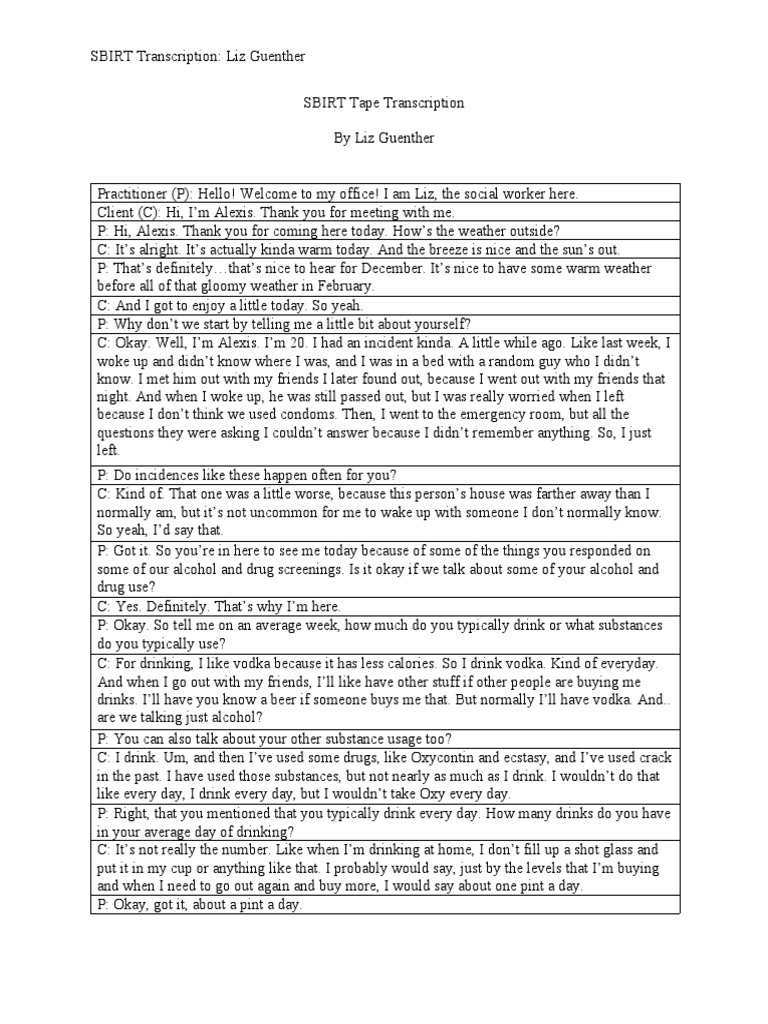 SBIRT Session Insights with Alexis | PDF | Substance Abuse ...