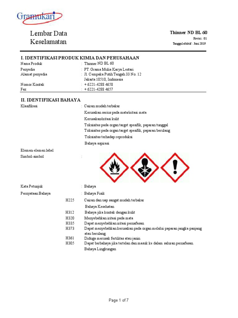 MSDS Thinner | PDF