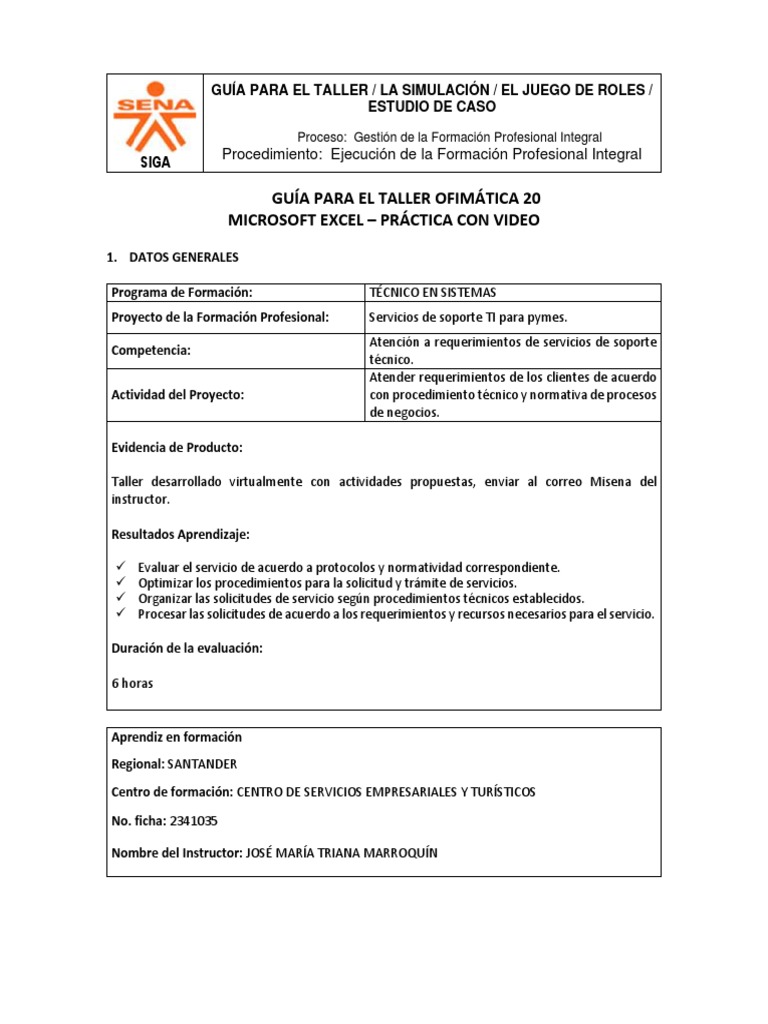 Taller Ofimática 20 Microsoft Excel Practicas Video | Download grátis ... Taller Ofimática 20 Microsoft Excel Practicas Video | Download grátis ...