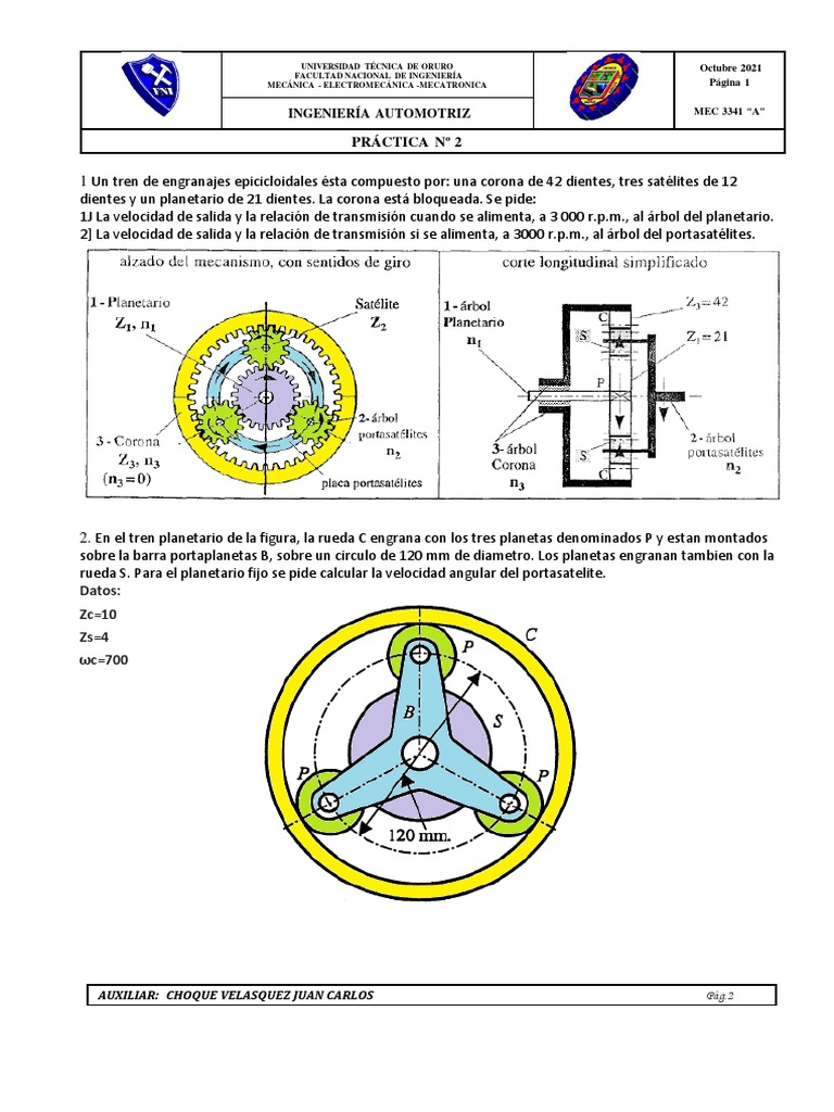 Practica 2 Ing Automotriz | PDF | Engranaje | Ingeniería mecánica