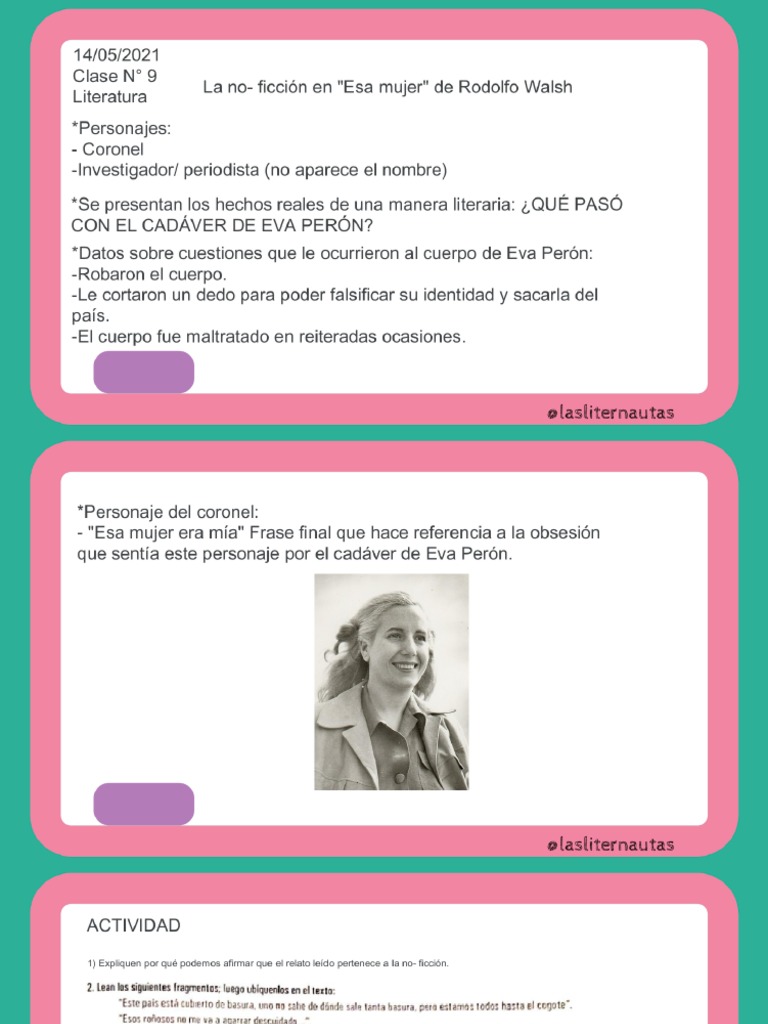 5to LIT Clase N9 Analisis de Esa Mujer de Rodolfo Walsh | PDF