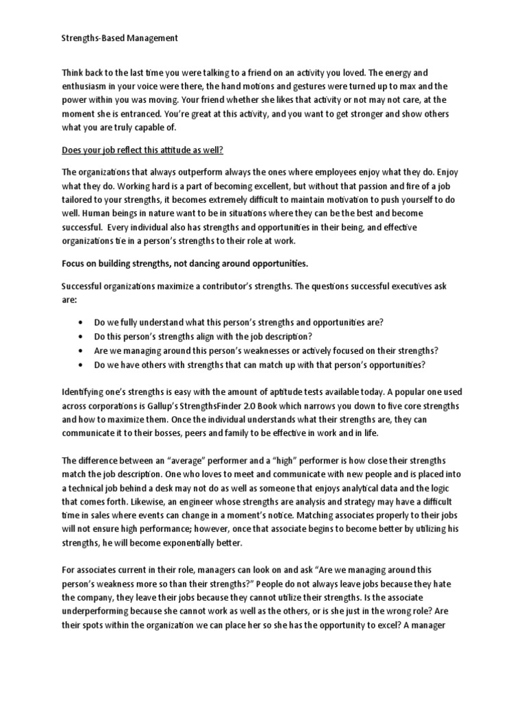 Strengths-Based Management for Success | PDF | Business | Communication