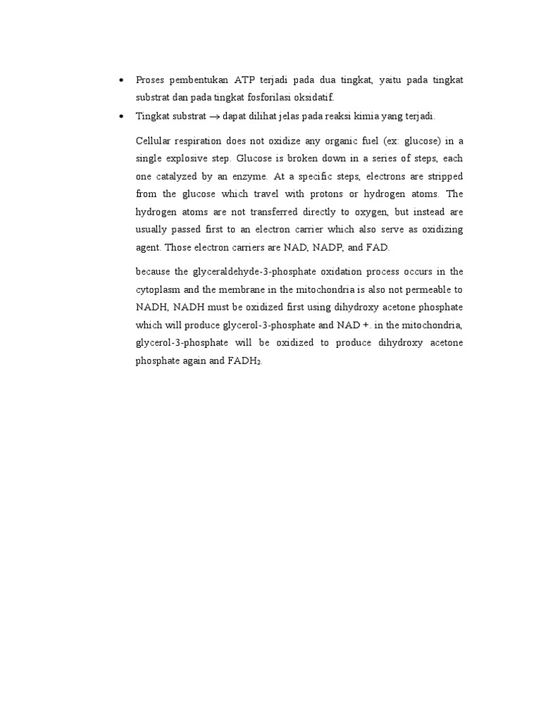 Proses Pembentukan ATP Terjadi Pada Dua Tingkat | PDF